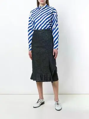 Comme Des Garçons Wrap Denim Printed Skirt