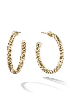 David Yurman David Yurman 18kt Yellow Gold Cablespira Hoop Earrings 88