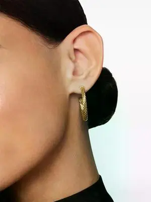David Yurman 18kt Yellow Cablespira Hoop Earrings - Gold