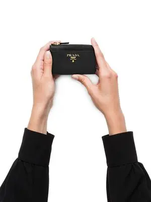 Prada Leather Keychain Wallet - Black
