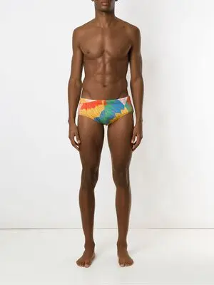 AMIR SLAMA Cocar Francês Print Trunks - Blue