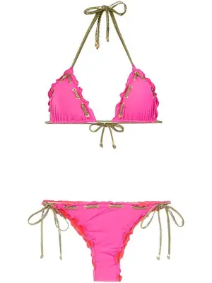AMIR SLAMA Stitching Details Bikini Set - Pink