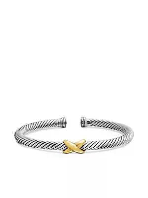 David Yurman 14k Yellow Gold And Sterling X Classic Cable Bracelet - Silver