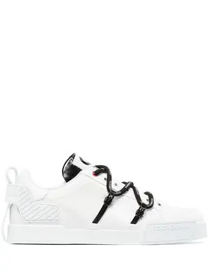 Dolce & Gabbana Portofino Patent Leather Sneakers - White