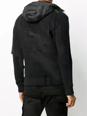 Moncler Wool Blend Quilted Panel Hooded Jacket