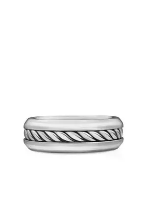 David Yurman Sterling Cable Inset Band Ring - Silver