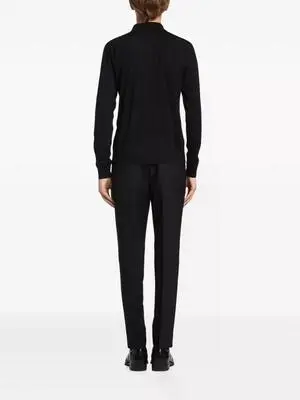 Prada Worsted Wool Polo Shirt - Black