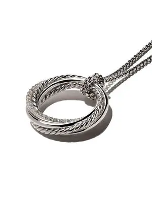David Yurman Sterling Crossover Diamond Pendant Necklace - Ssadi