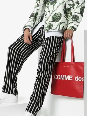 Comme Des Garçons Logo-print Leather Tote Bag - Red