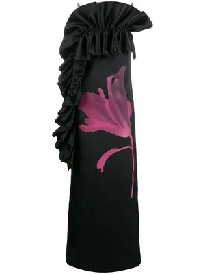 CHRISTOPHER KANE Ruffle Trim Evening Dress