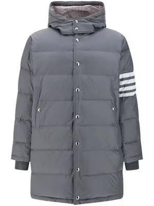 Thom Browne 4-bar Down Hooded Coat - Grey