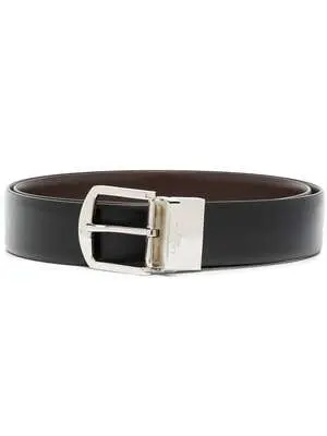 Canali Logo-engraved Leather Belt - Black