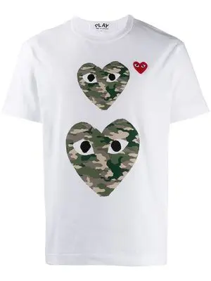 Play Comme Des Garcon Camouflage Heart T-shirt - White