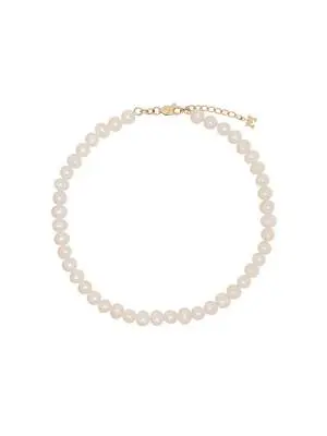 Mateo 9kt Yellow Gold Pearl Anklet - White