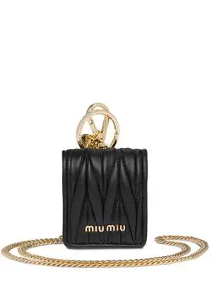 Miu Miu Matelassé Lanyard Airpods Case - Black | Editorialist