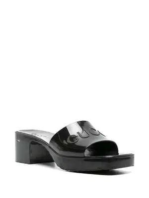 Gucci 60mm Logo-embossed Sandals - Black