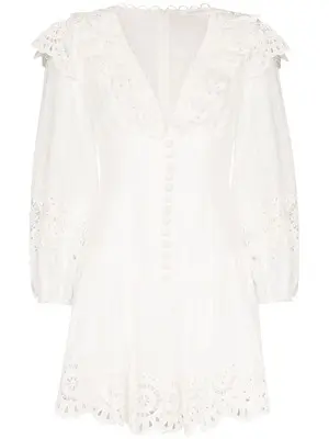 Zimmermann Bellitude Scalloped Lace Mini Dress