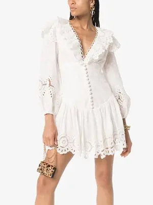 Zimmermann Bellitude Scalloped Lace Mini Dress