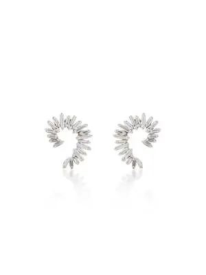 SUZANNE KALAN 18kt Diamond Baguette Spiral Earrings - Silver