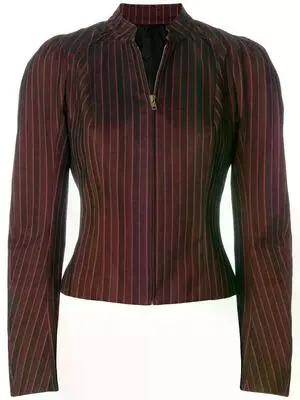 John Galliano Pinstriped Zipped Blouse