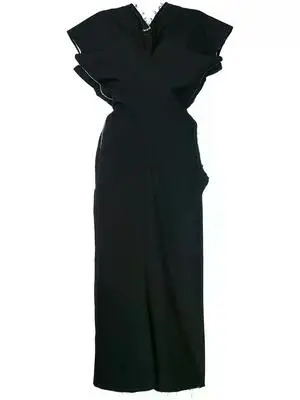 Comme Des Garçons Raw-edge Peplum Dress - Black