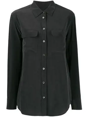 Equipment Signature Slim-fit Silk Shirt - Black