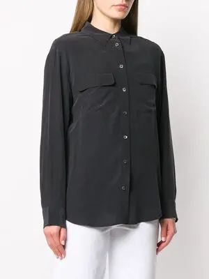 Equipment Signature Slim-fit Silk Shirt - Black