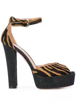 MADISON MAISON Zebra Platform Sandals - Black