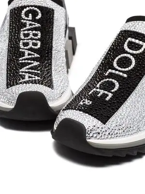 Dolce & Gabbana Sorrento Embellished Slip-on Sneakers - White