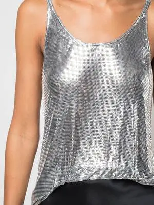 Rabanne Metallic Mesh Tank - Silver