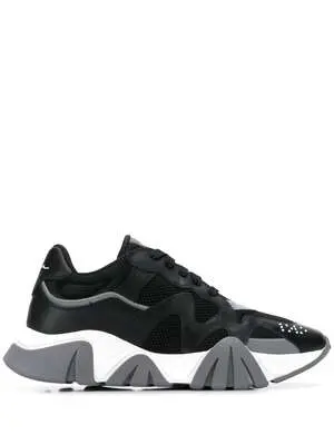 Versace Squalo Leather And Mesh Sneakers
