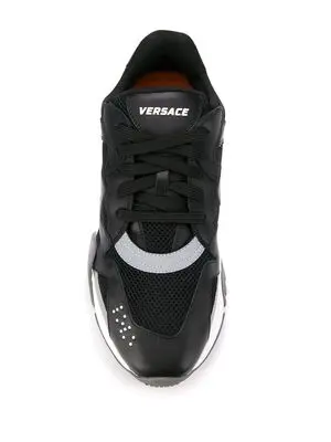 Versace Squalo Leather And Mesh Sneakers