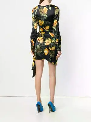 Philipp Plein Floral Printed Wrap Dress