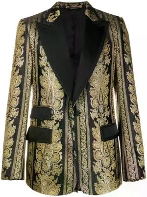 Dolce & Gabbana Jacquard Casino Tuxedo Jacket - Black