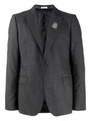 Alexander McQueen Insect-embellished Pinstriped Blazer