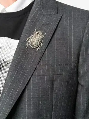 Alexander McQueen Insect-embellished Pinstriped Blazer