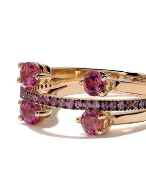 Delfina Delettrez 18kt Tourmaline And Sapphire Linked Dots Ring