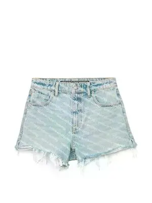Alexander Wang High-waisted Logo Print Denim Shorts - Blue