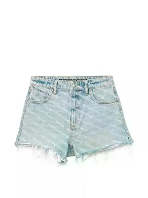 Alexander Wang High-waisted Logo Print Denim Shorts - Blue