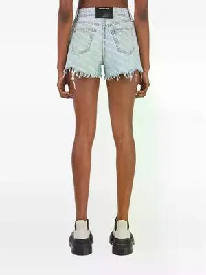 Alexander Wang High-waisted Logo Print Denim Shorts - Blue