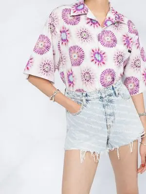 Alexander Wang Logo-print Denim Shorts - Blue