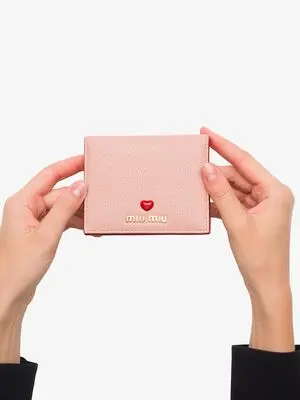 Miu Miu Heart Appliqué Compact Wallet