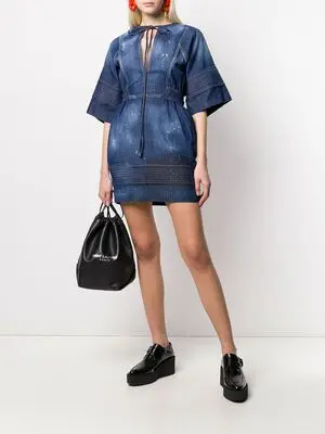 Dsquared2 Denim Dress With V-neck And Belted Waist