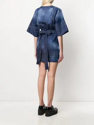 Dsquared2 Denim Dress With V-neck And Belted Waist