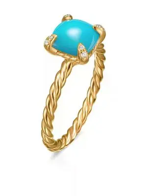 David Yurman 18kt Yellow Châtelaine Turquoise And Diamond Ring - Gold