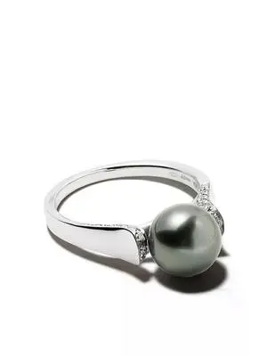 YOKO LONDON Yoko London 18kt White Gold Tahitian Pearl And Diamond Ring