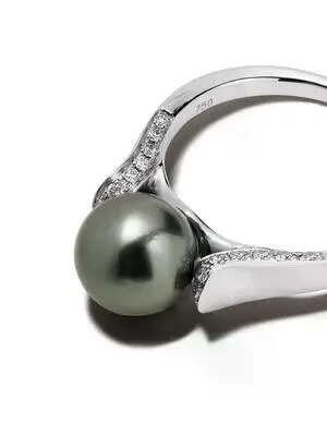 Yoko London 18kt White Gold Tahitian Pearl And Diamond Ring