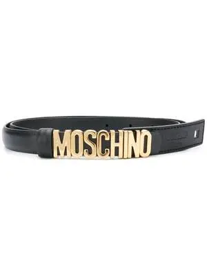 Moschino Leather Logo Belt - Black