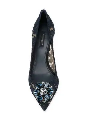 Dolce & Gabbana Lace Detailed Heeled Pumps - Blue