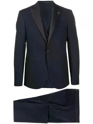 Tagliatore Satin Panel Suit Set - Blue